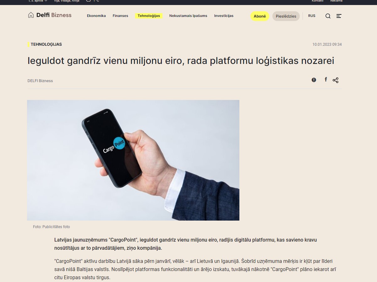 CargoPoint – DIGITĀLĀ KRAVAS PLATFORMA
